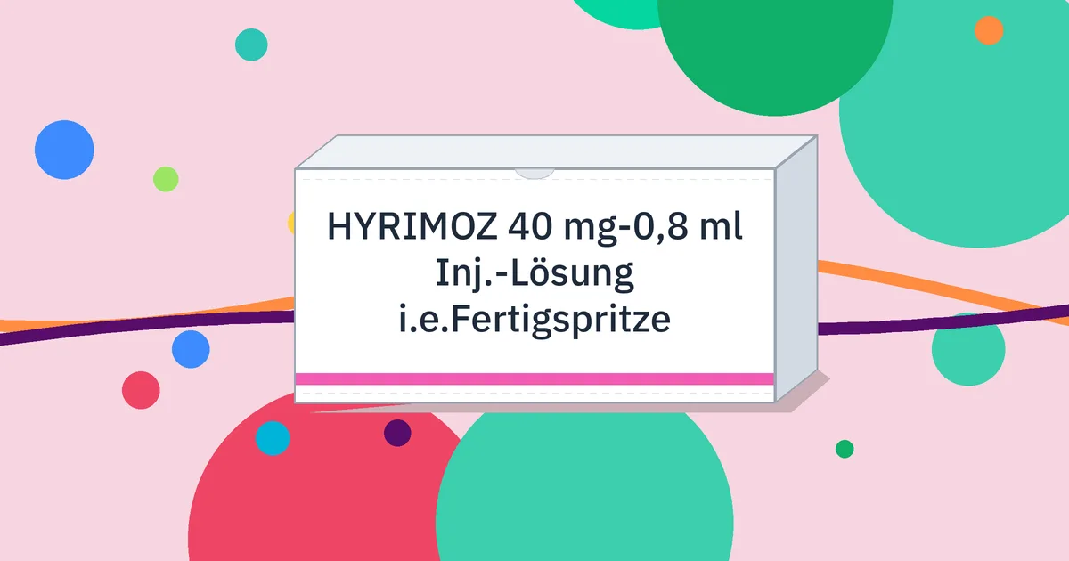Symbolbild: Packung mit der Aufschrift HYRIMOZ 40 mg-0,8 ml Inj.-Lösung i.e.Fertigspritze (PZN 17942410) – Verfügbarkeit und Bezug in Apotheken in Frankfurt am Main
