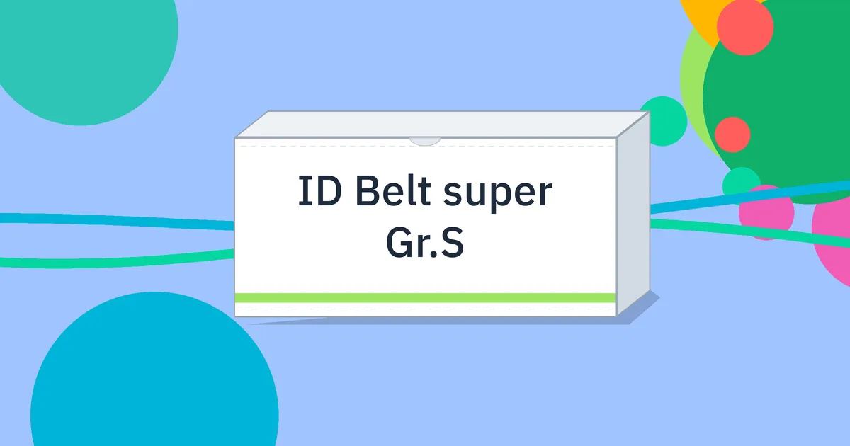 Symbolbild: Packung mit der Aufschrift ID Belt super Gr.S (PZN 16654258) – Verfügbarkeit und Bezug in Apotheken in Frankfurt am Main
