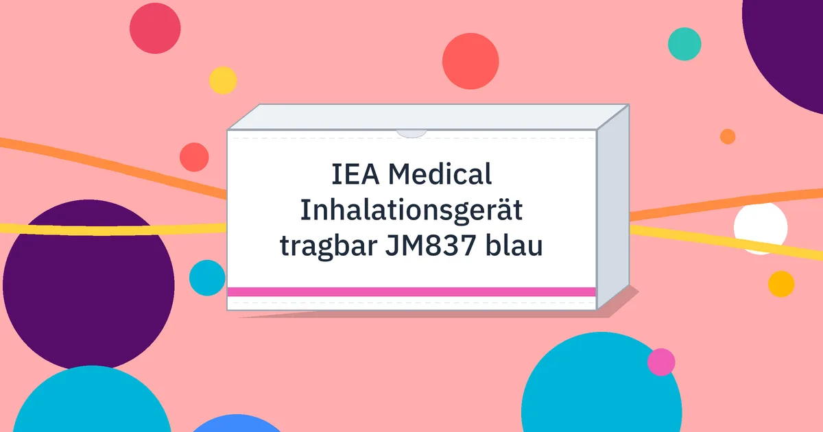 Symbolbild: Packung mit der Aufschrift IEA Medical Inhalationsgerät tragbar JM837 blau (PZN 20929123) – Verfügbarkeit und Bezug in Apotheken in Frankfurt am Main
