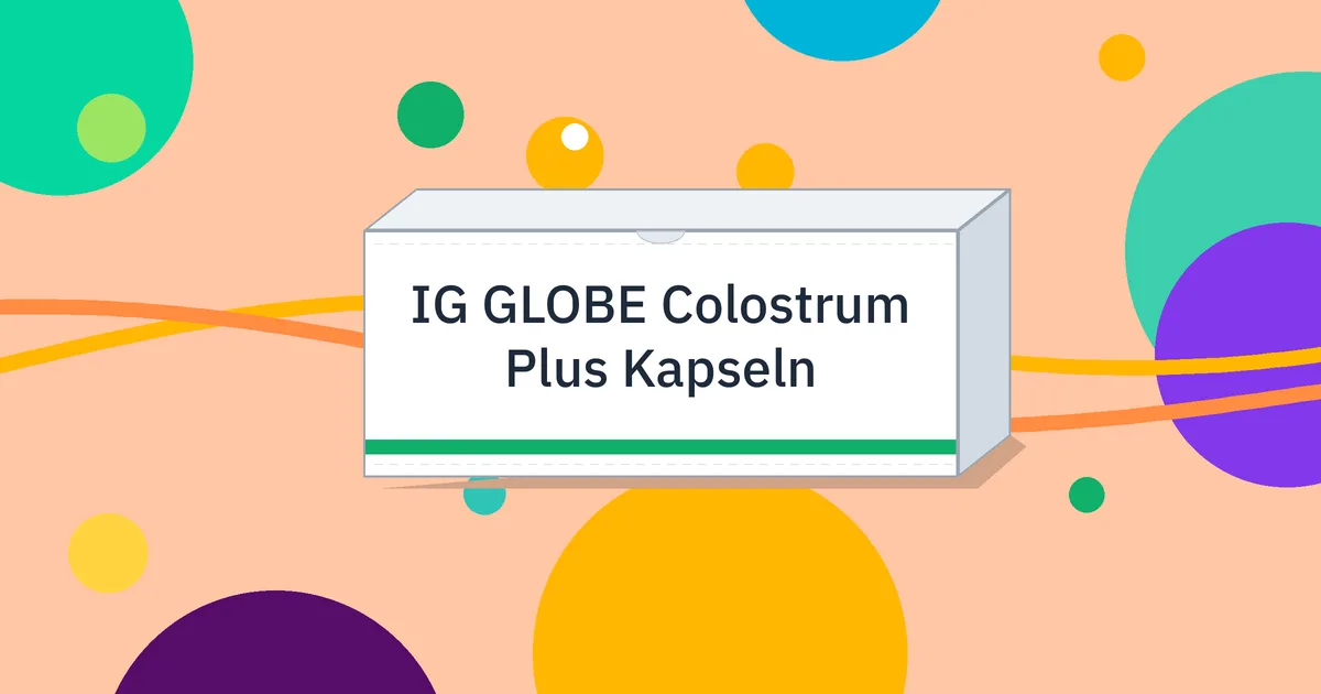 Symbolbild: Packung mit der Aufschrift IG GLOBE Colostrum Plus Kapseln (PZN 19900924) – Verfügbarkeit und Bezug in Apotheken in Frankfurt am Main