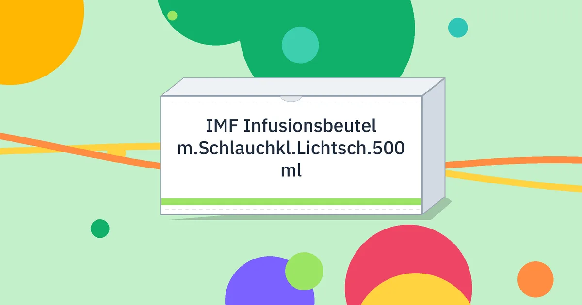 Symbolbild: Packung mit der Aufschrift IMF Infusionsbeutel m.Schlauchkl.Lichtsch.500 ml (PZN 20186260) – Verfügbarkeit und Bezug in Apotheken in Frankfurt am Main