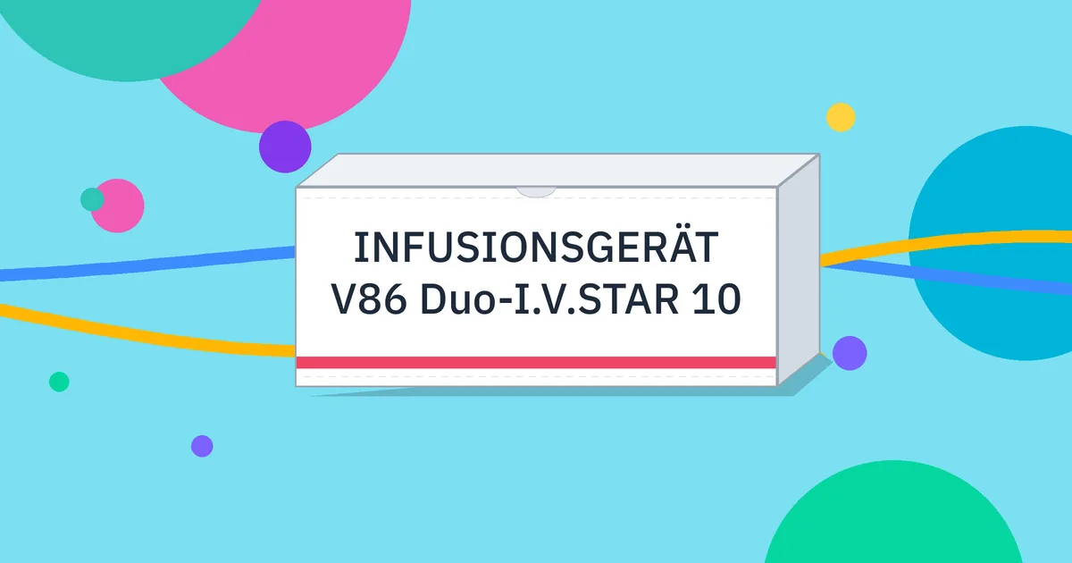Symbolbild: Packung mit der Aufschrift INFUSIONSGERÄT V86 Duo-I.V.STAR 10 (PZN 11216163) – Verfügbarkeit und Bezug in Apotheken in Frankfurt am Main