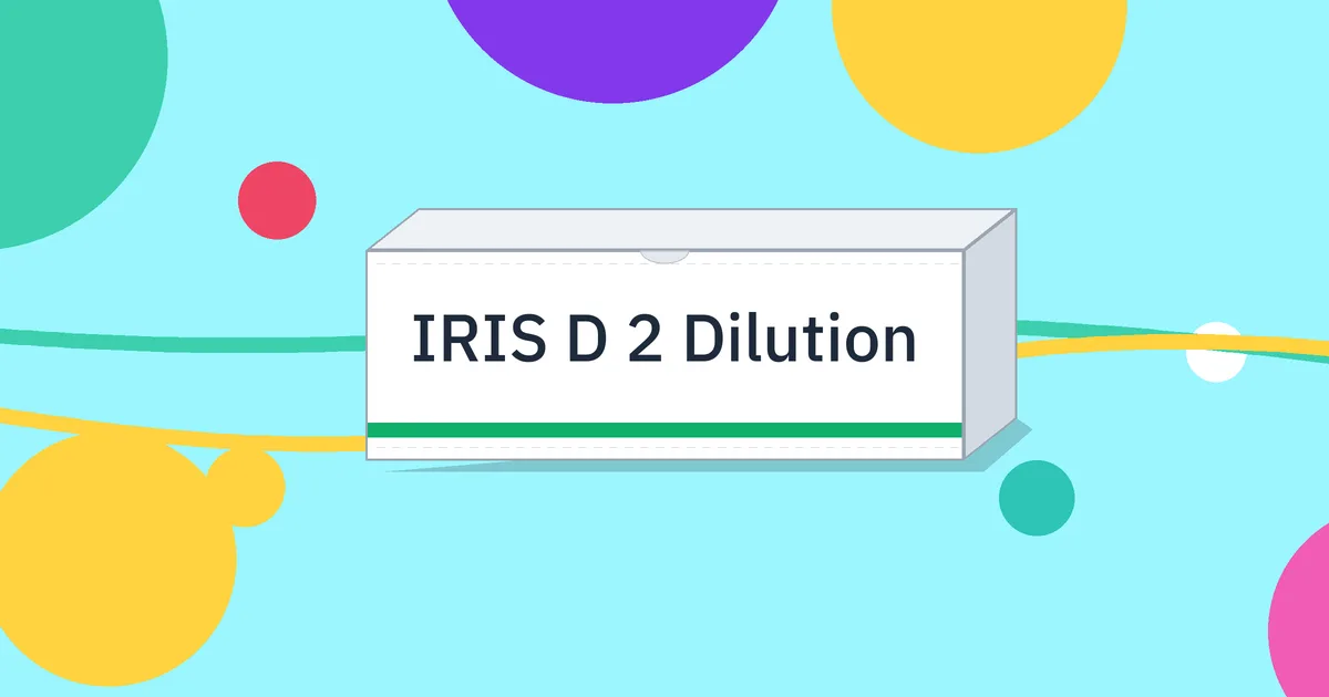 Symbolbild: Packung mit der Aufschrift IRIS D 2 Dilution (PZN 01774270) – Verfügbarkeit und Bezug in Apotheken in Frankfurt am Main