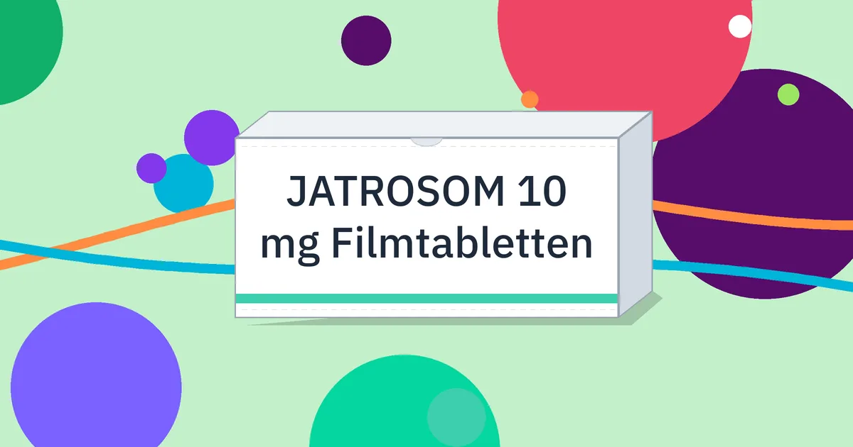 Symbolbild: Packung mit der Aufschrift JATROSOM 10 mg Filmtabletten (PZN 07781354) – Verfügbarkeit und Bezug in Apotheken in Frankfurt am Main