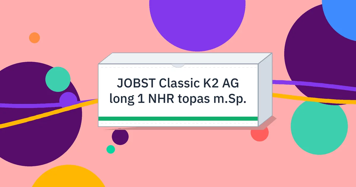 Symbolbild: Packung mit der Aufschrift JOBST Classic K2 AG long 1 NHR topas m.Sp. (PZN 13062445) – Verfügbarkeit und Bezug in Apotheken in Frankfurt am Main