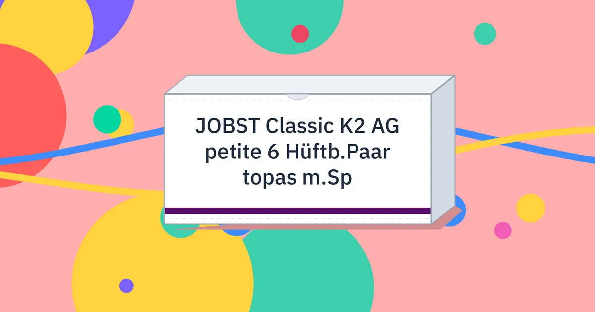 Symbolbild: Packung mit der Aufschrift JOBST Classic K2 AG petite 6 Hüftb.Paar topas m.Sp (PZN 13065024) – Verfügbarkeit und Bezug in Apotheken in Frankfurt am Main