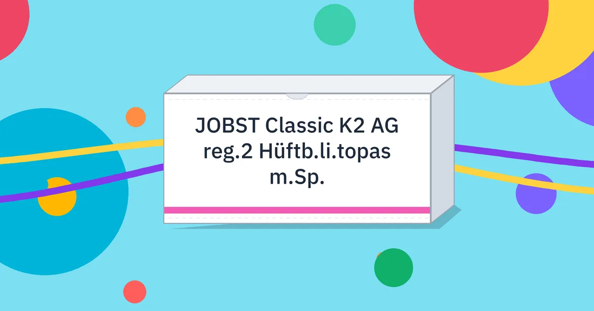 Symbolbild: Packung mit der Aufschrift JOBST Classic K2 AG reg.2 Hüftb.li.topas m.Sp. (PZN 13066012) – Verfügbarkeit und Bezug in Apotheken in Frankfurt am Main