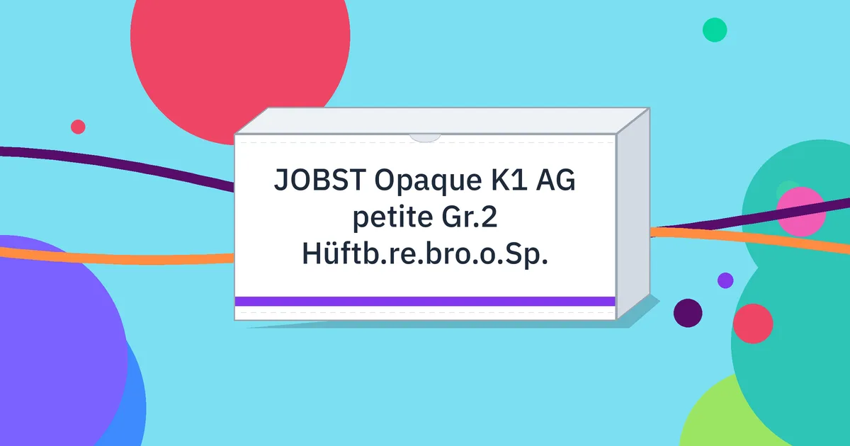 Symbolbild: Packung mit der Aufschrift JOBST Opaque K1 AG petite Gr.2 Hüftb.re.bro.o.Sp. (PZN 13099276) – Verfügbarkeit und Bezug in Apotheken in Frankfurt am Main