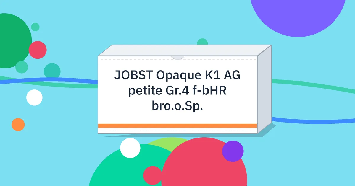 Symbolbild: Packung mit der Aufschrift JOBST Opaque K1 AG petite Gr.4 f-bHR bro.o.Sp. (PZN 13087362) – Verfügbarkeit und Bezug in Apotheken in Frankfurt am Main