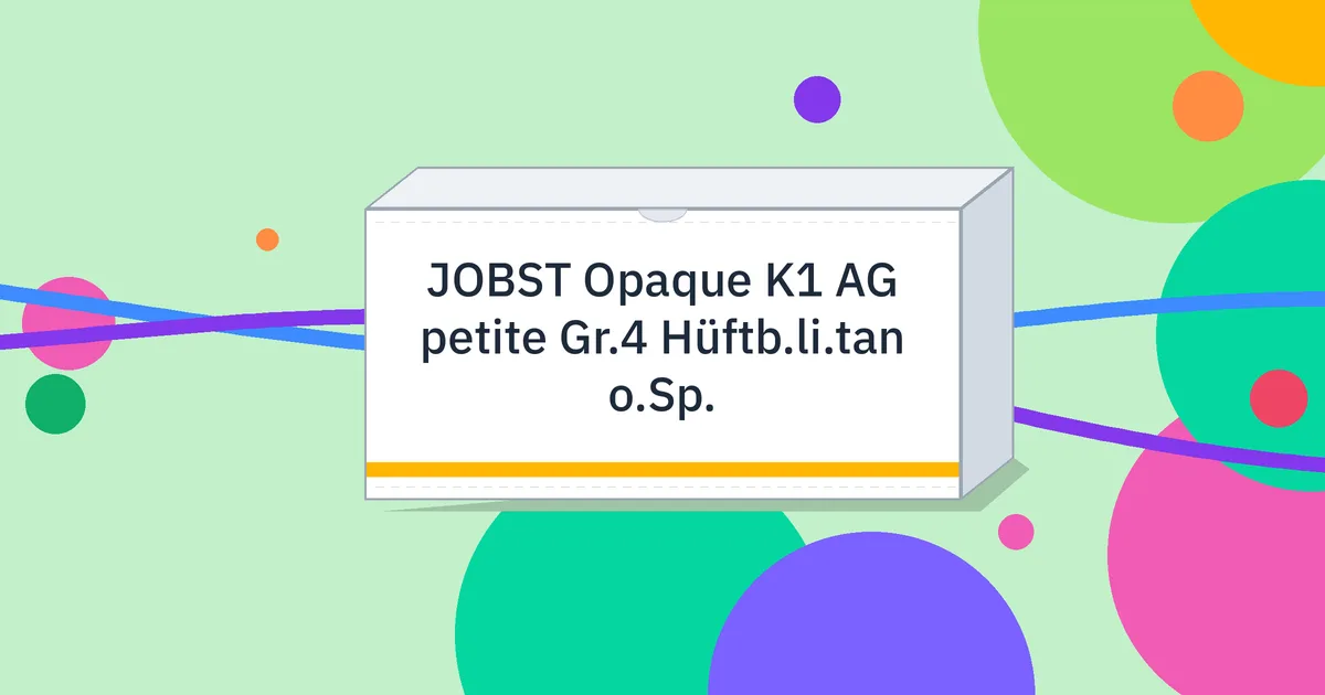 Symbolbild: Packung mit der Aufschrift JOBST Opaque K1 AG petite Gr.4 Hüftb.li.tan o.Sp. (PZN 16273622) – Verfügbarkeit und Bezug in Apotheken in Frankfurt am Main