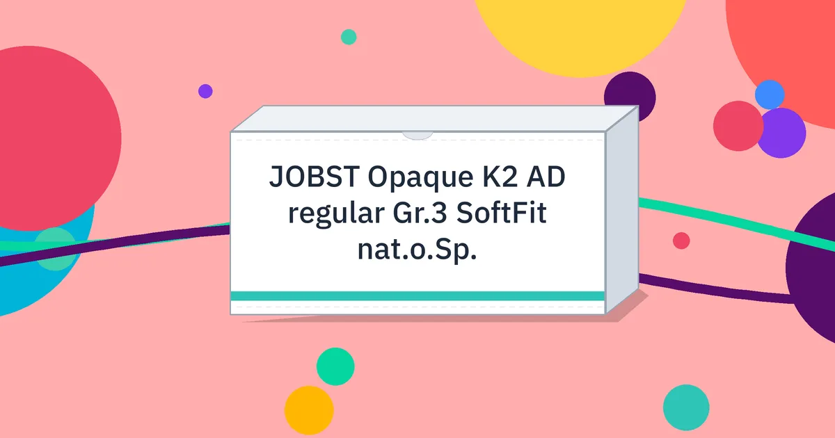 Symbolbild: Packung mit der Aufschrift JOBST Opaque K2 AD regular Gr.3 SoftFit nat.o.Sp. (PZN 11249961) – Verfügbarkeit und Bezug in Apotheken in Frankfurt am Main