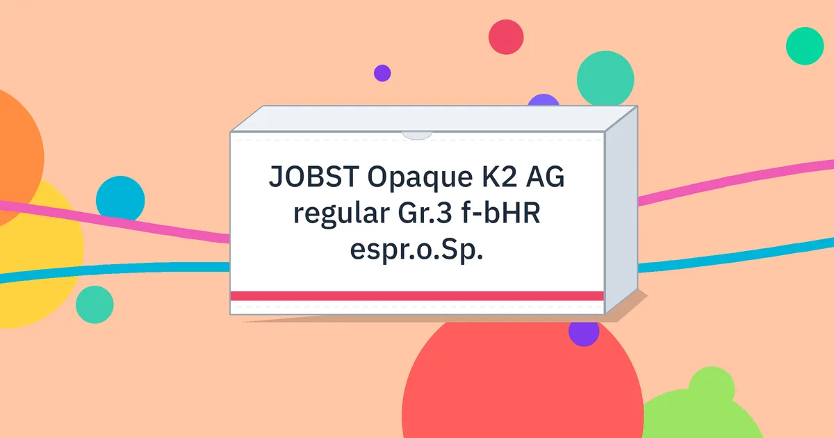 Symbolbild: Packung mit der Aufschrift JOBST Opaque K2 AG regular Gr.3 f-bHR espr.o.Sp. (PZN 16281774) – Verfügbarkeit und Bezug in Apotheken in Frankfurt am Main
