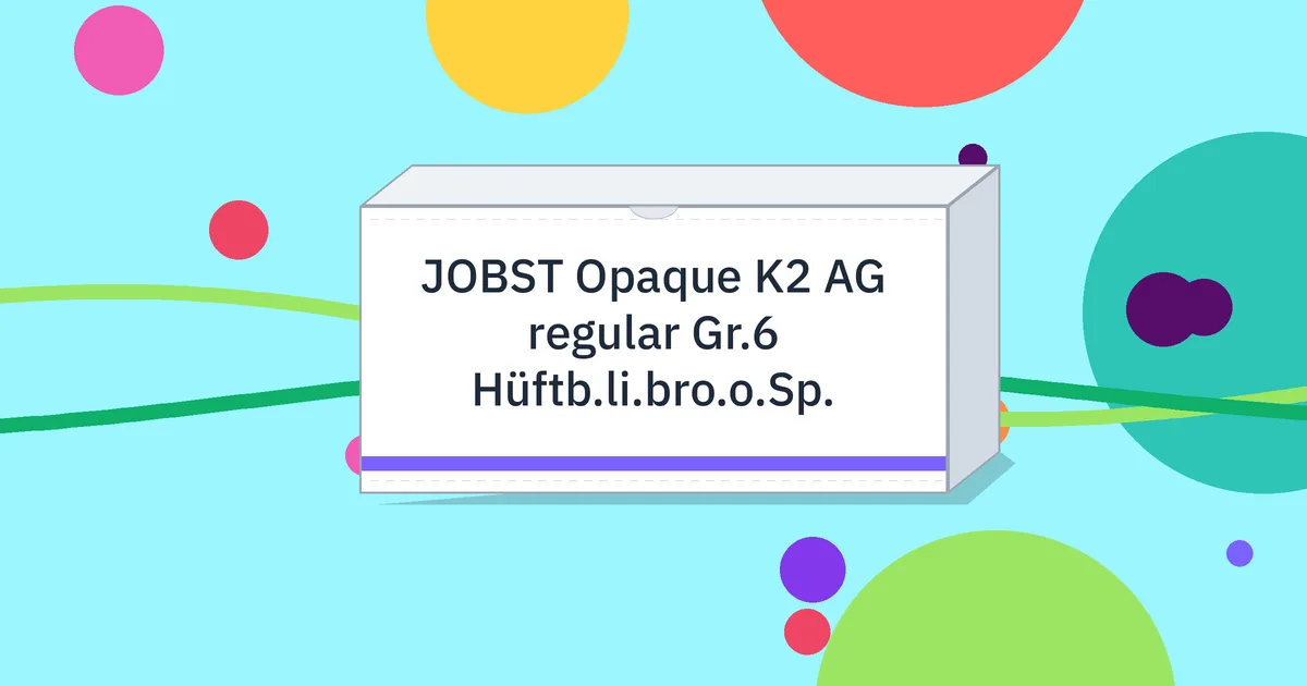 Symbolbild: Packung mit der Aufschrift JOBST Opaque K2 AG regular Gr.6 Hüftb.li.bro.o.Sp. (PZN 13116046) – Verfügbarkeit und Bezug in Apotheken in Frankfurt am Main