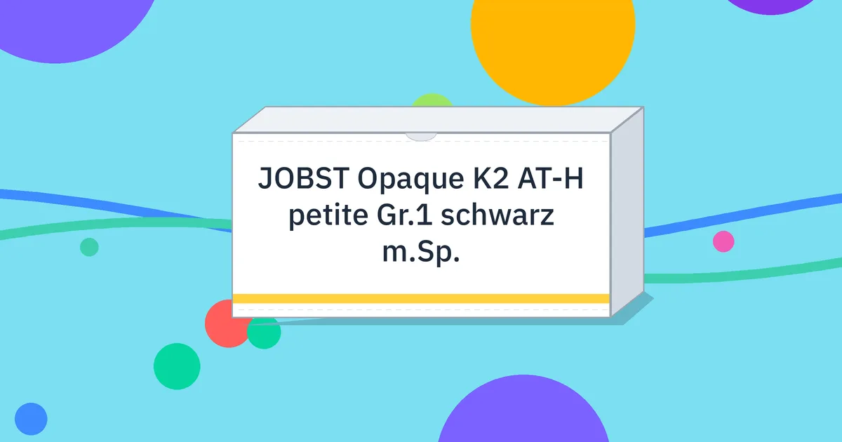 Symbolbild: Packung mit der Aufschrift JOBST Opaque K2 AT-H petite Gr.1 schwarz m.Sp. (PZN 13118134) – Verfügbarkeit und Bezug in Apotheken in Frankfurt am Main