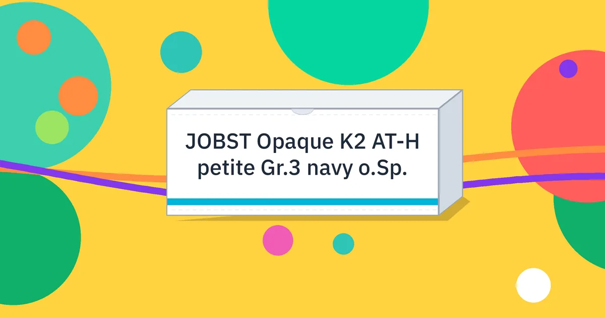 Symbolbild: Packung mit der Aufschrift JOBST Opaque K2 AT-H petite Gr.3 navy o.Sp. (PZN 13118329) – Verfügbarkeit und Bezug in Apotheken in Frankfurt am Main