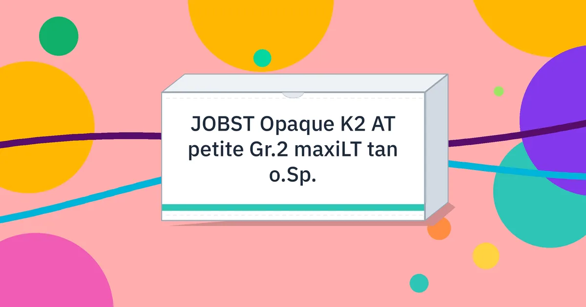 Symbolbild: Packung mit der Aufschrift JOBST Opaque K2 AT petite Gr.2 maxiLT tan o.Sp. (PZN 16291235) – Verfügbarkeit und Bezug in Apotheken in Frankfurt am Main