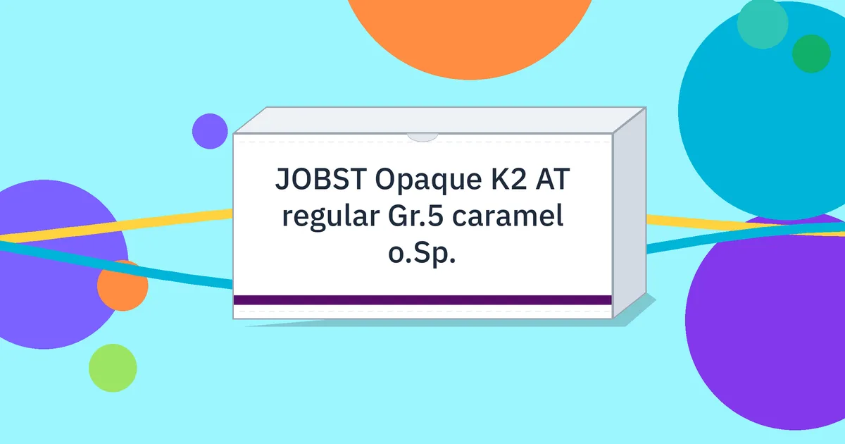 Symbolbild: Packung mit der Aufschrift JOBST Opaque K2 AT regular Gr.5 caramel o.Sp. (PZN 11257096) – Verfügbarkeit und Bezug in Apotheken in Frankfurt am Main