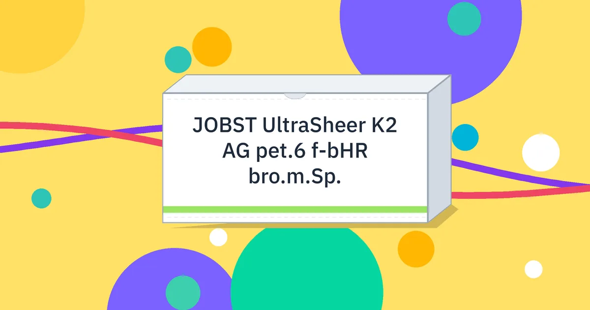 Symbolbild: Packung mit der Aufschrift JOBST UltraSheer K2 AG pet.6 f-bHR bro.m.Sp. (PZN 13141038) – Verfügbarkeit und Bezug in Apotheken in Frankfurt am Main