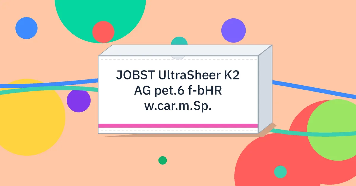 Symbolbild: Packung mit der Aufschrift JOBST UltraSheer K2 AG pet.6 f-bHR w.car.m.Sp. (PZN 11263607) – Verfügbarkeit und Bezug in Apotheken in Frankfurt am Main