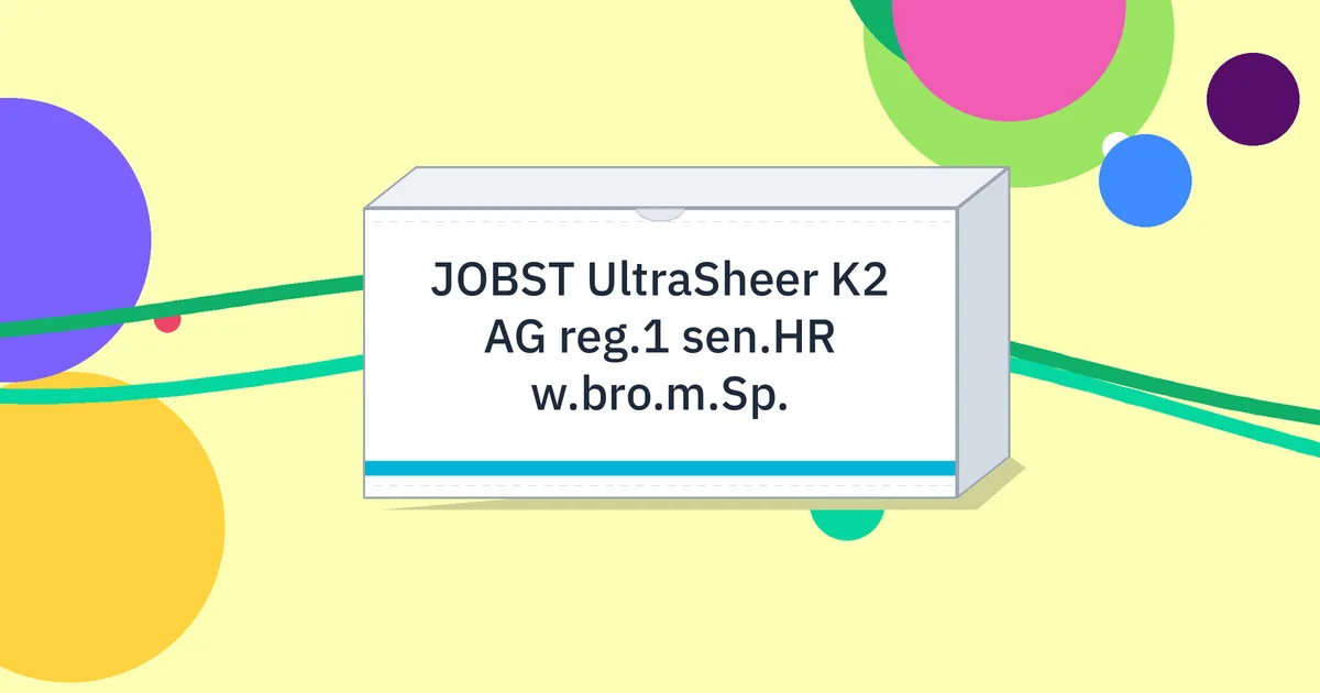 Symbolbild: Packung mit der Aufschrift JOBST UltraSheer K2 AG reg.1 sen.HR w.bro.m.Sp. (PZN 13144858) – Verfügbarkeit und Bezug in Apotheken in Frankfurt am Main