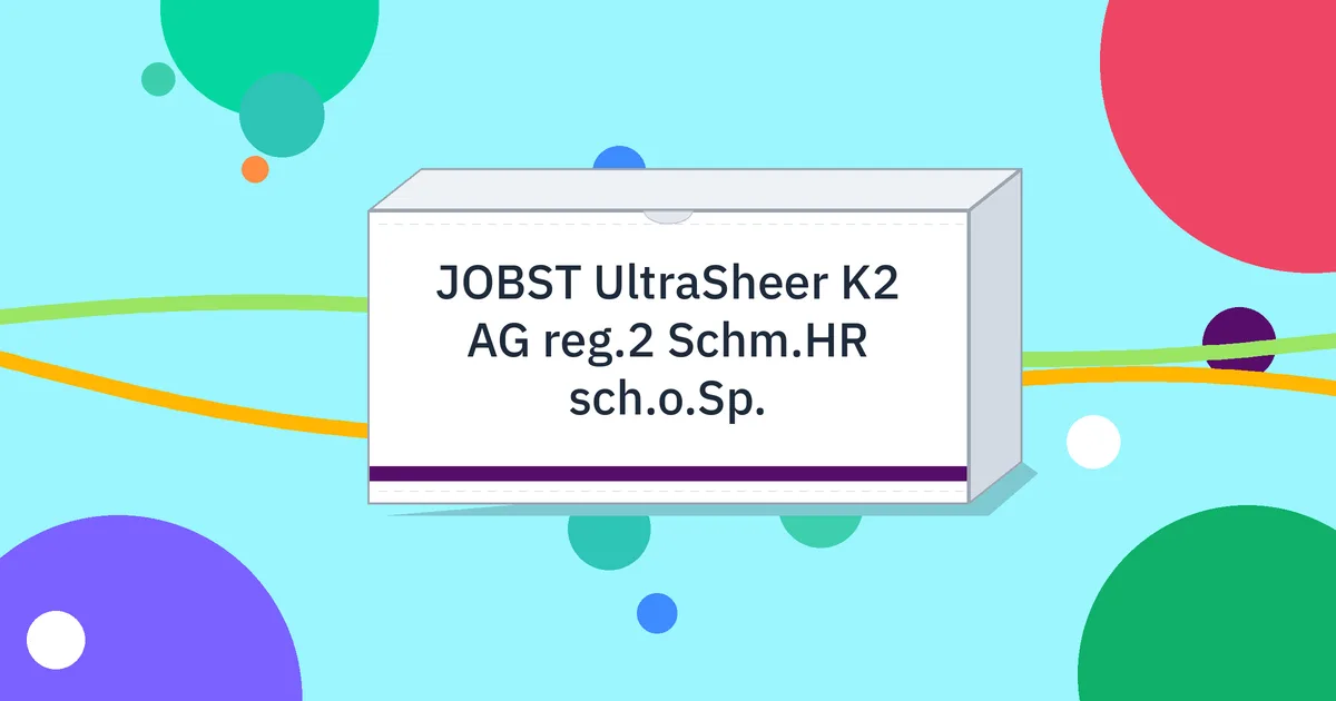 Symbolbild: Packung mit der Aufschrift JOBST UltraSheer K2 AG reg.2 Schm.HR sch.o.Sp. (PZN 11261844) – Verfügbarkeit und Bezug in Apotheken in Frankfurt am Main