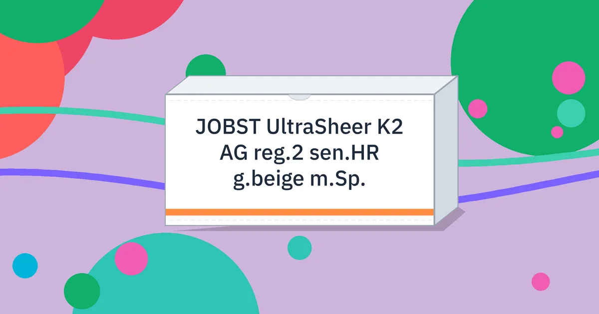 Symbolbild: Packung mit der Aufschrift JOBST UltraSheer K2 AG reg.2 sen.HR g.beige m.Sp. (PZN 16301844) – Verfügbarkeit und Bezug in Apotheken in Frankfurt am Main
