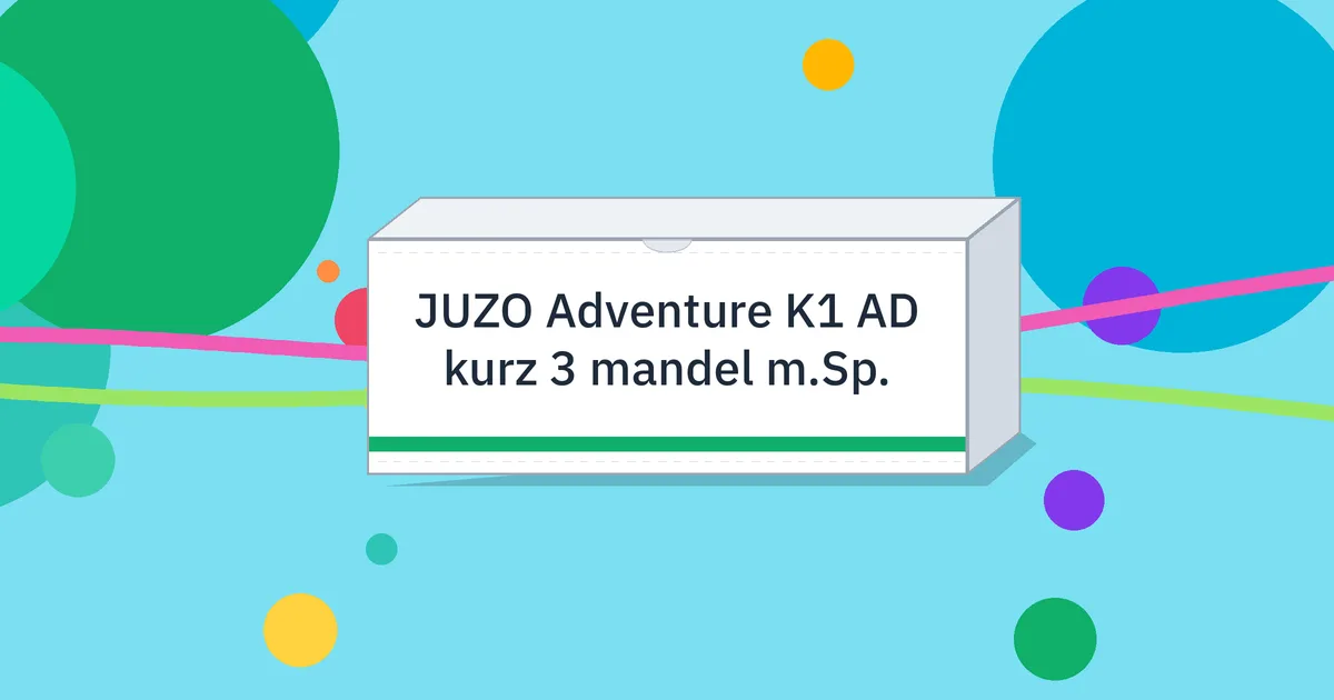 Symbolbild: Packung mit der Aufschrift JUZO Adventure K1 AD kurz 3 mandel m.Sp. (PZN 14972209) – Verfügbarkeit und Bezug in Apotheken in Frankfurt am Main