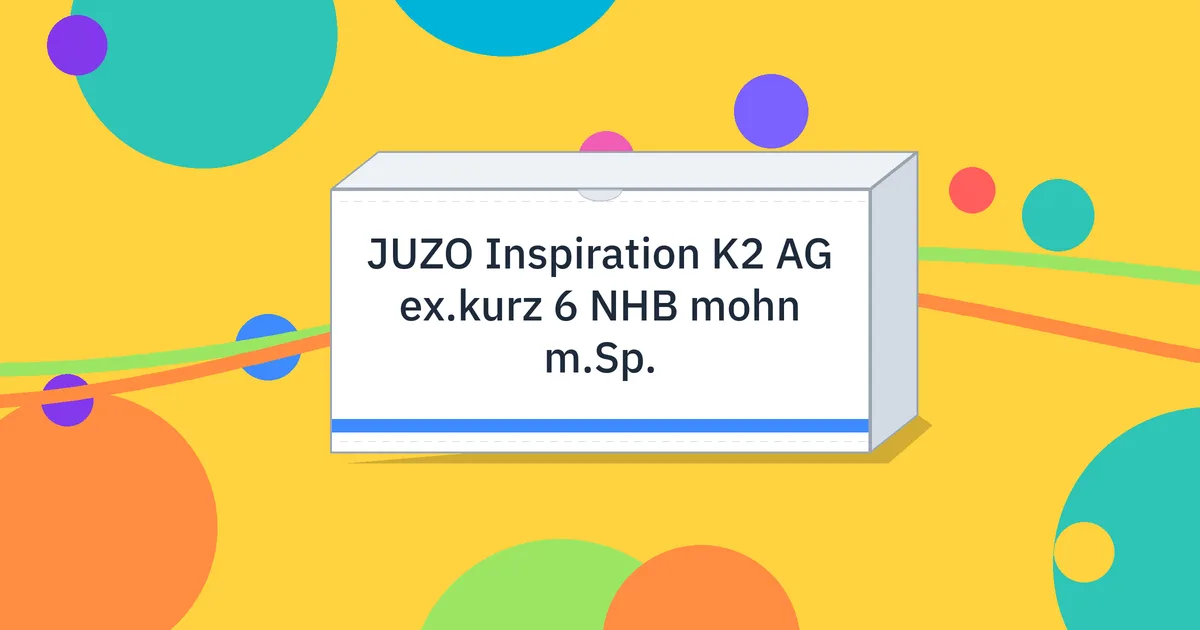 Symbolbild: Packung mit der Aufschrift JUZO Inspiration K2 AG ex.kurz 6 NHB mohn m.Sp. (PZN 14952170) – Verfügbarkeit und Bezug in Apotheken in Frankfurt am Main
