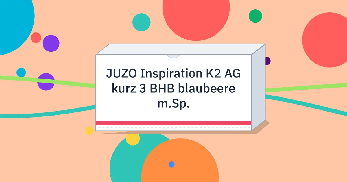 Symbolbild: Packung mit der Aufschrift JUZO Inspiration K2 AG kurz 3 BHB blaubeere m.Sp. (PZN 14834252) – Verfügbarkeit und Bezug in Apotheken in Frankfurt am Main