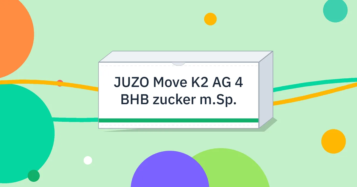 Symbolbild: Packung mit der Aufschrift JUZO Move K2 AG 4 BHB zucker m.Sp. (PZN 18524152) – Verfügbarkeit und Bezug in Apotheken in Frankfurt am Main