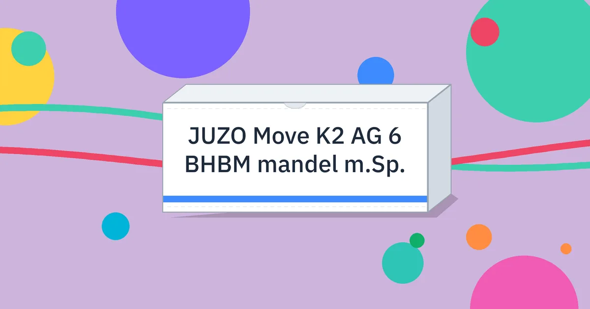 Symbolbild: Packung mit der Aufschrift JUZO Move K2 AG 6 BHBM mandel m.Sp. (PZN 16647666) – Verfügbarkeit und Bezug in Apotheken in Frankfurt am Main