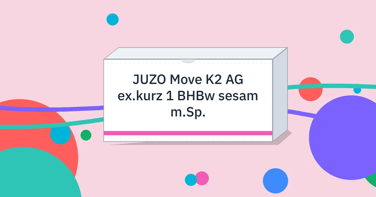 Symbolbild: Packung mit der Aufschrift JUZO Move K2 AG ex.kurz 1 BHBw sesam m.Sp. (PZN 18532358) – Verfügbarkeit und Bezug in Apotheken in Frankfurt am Main