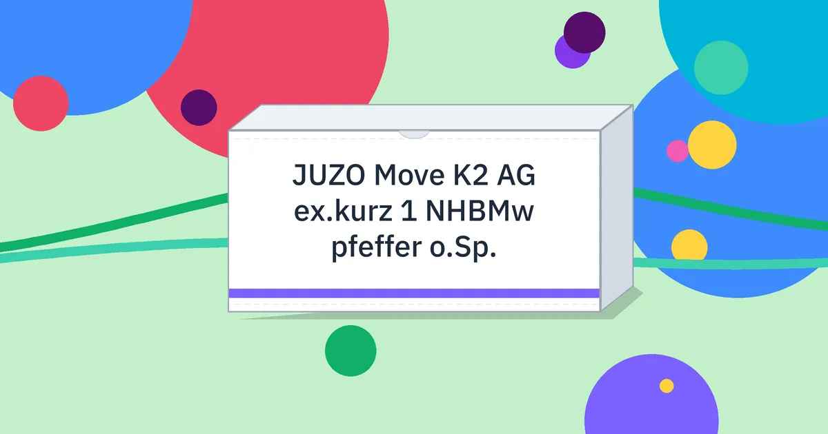 Symbolbild: Packung mit der Aufschrift JUZO Move K2 AG ex.kurz 1 NHBMw pfeffer o.Sp. (PZN 16644751) – Verfügbarkeit und Bezug in Apotheken in Frankfurt am Main