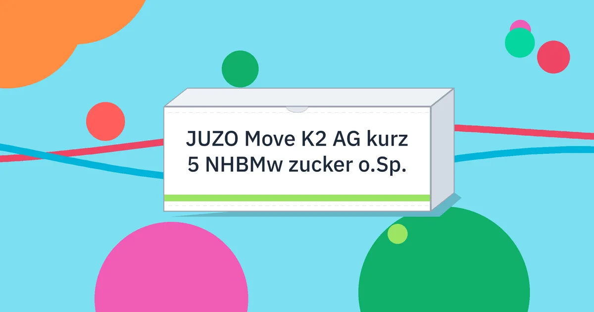 Symbolbild: Packung mit der Aufschrift JUZO Move K2 AG kurz 5 NHBMw zucker o.Sp. (PZN 18529422) – Verfügbarkeit und Bezug in Apotheken in Frankfurt am Main