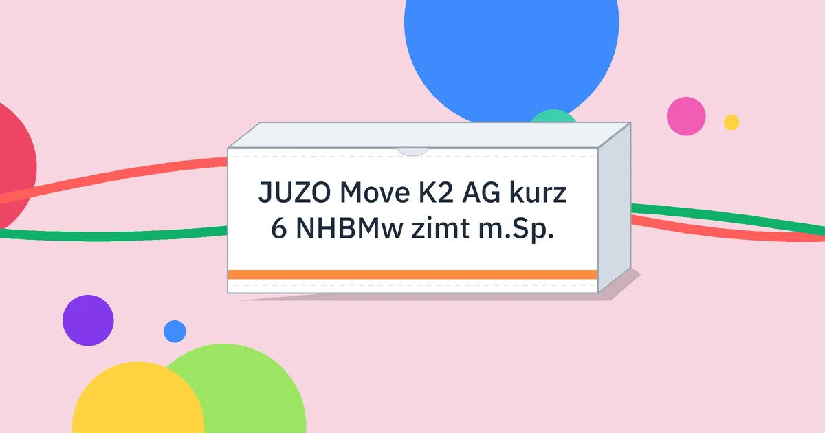 Symbolbild: Packung mit der Aufschrift JUZO Move K2 AG kurz 6 NHBMw zimt m.Sp. (PZN 18527535) – Verfügbarkeit und Bezug in Apotheken in Frankfurt am Main