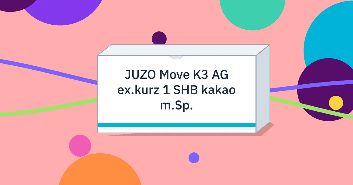Symbolbild: Packung mit der Aufschrift JUZO Move K3 AG ex.kurz 1 SHB kakao m.Sp. (PZN 18595287) – Verfügbarkeit und Bezug in Apotheken in Frankfurt am Main