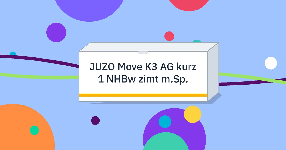 Symbolbild: Packung mit der Aufschrift JUZO Move K3 AG kurz 1 NHBw zimt m.Sp. (PZN 18578432) – Verfügbarkeit und Bezug in Apotheken in Frankfurt am Main