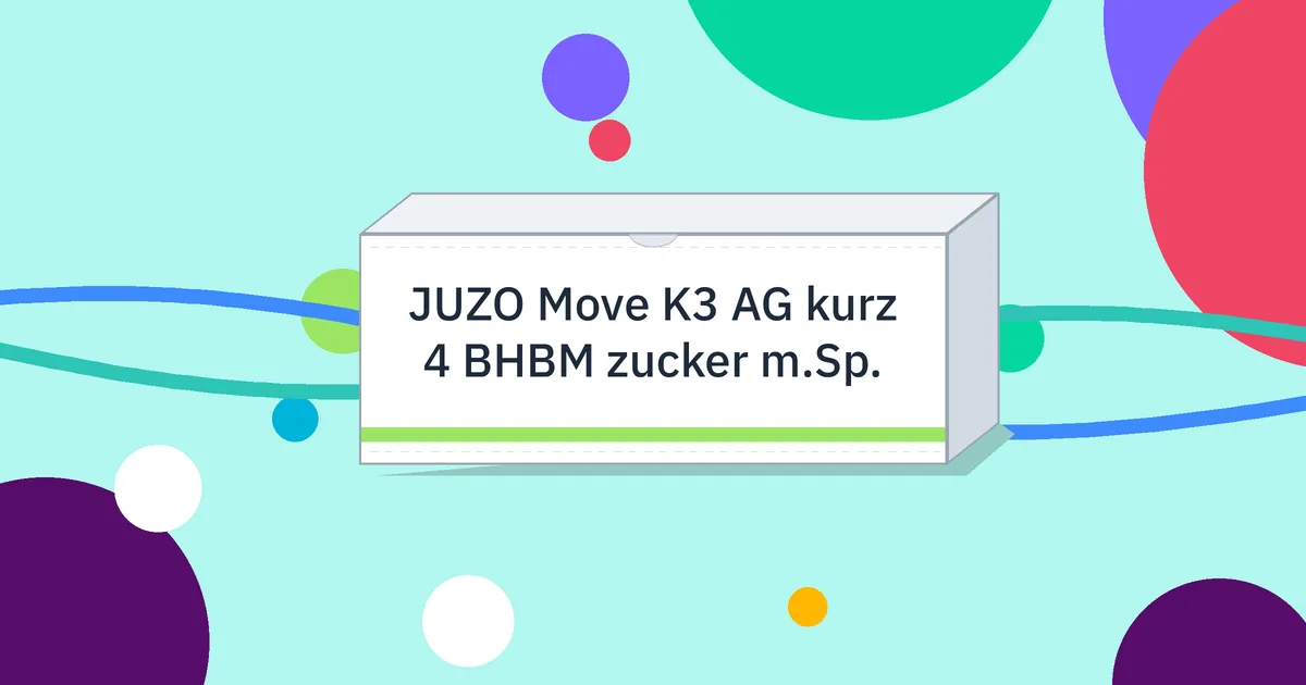 Symbolbild: Packung mit der Aufschrift JUZO Move K3 AG kurz 4 BHBM zucker m.Sp. (PZN 18579940) – Verfügbarkeit und Bezug in Apotheken in Frankfurt am Main