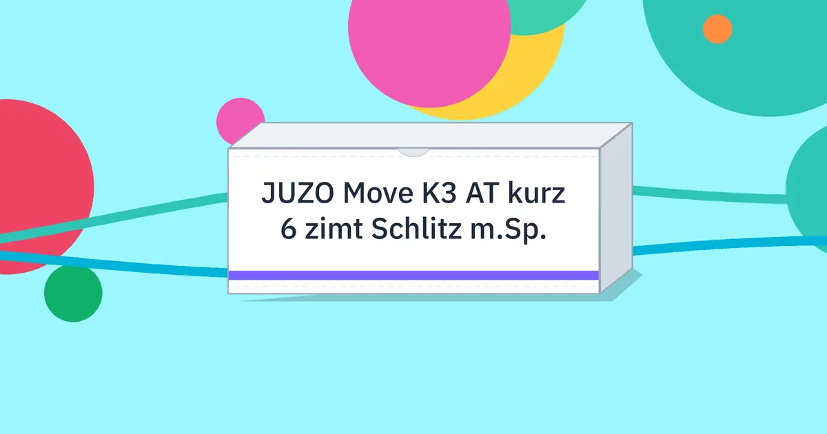 Symbolbild: Packung mit der Aufschrift JUZO Move K3 AT kurz 6 zimt Schlitz m.Sp. (PZN 20684118) – Verfügbarkeit und Bezug in Apotheken in Frankfurt am Main