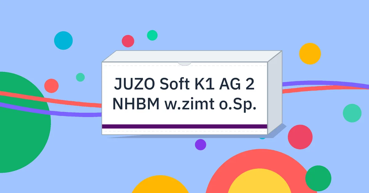Symbolbild: Packung mit der Aufschrift JUZO Soft K1 AG 2 NHBM w.zimt o.Sp. (PZN 14995558) – Verfügbarkeit und Bezug in Apotheken in Frankfurt am Main