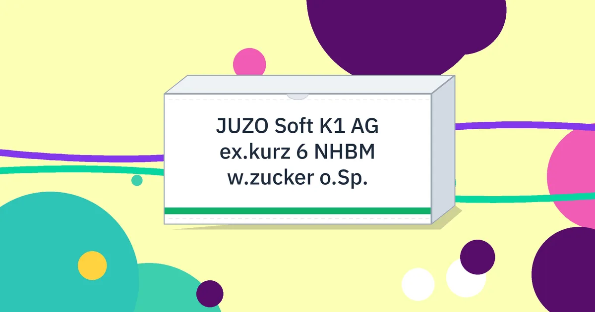 Symbolbild: Packung mit der Aufschrift JUZO Soft K1 AG ex.kurz 6 NHBM w.zucker o.Sp. (PZN 15018253) – Verfügbarkeit und Bezug in Apotheken in Frankfurt am Main