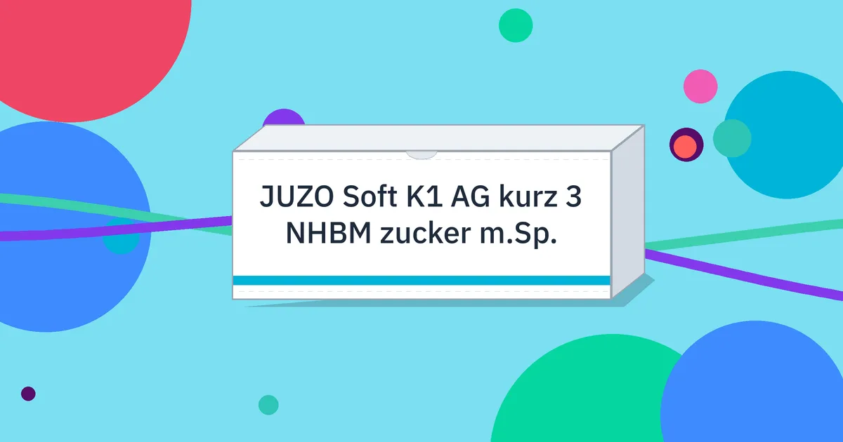 Symbolbild: Packung mit der Aufschrift JUZO Soft K1 AG kurz 3 NHBM zucker m.Sp. (PZN 15016254) – Verfügbarkeit und Bezug in Apotheken in Frankfurt am Main