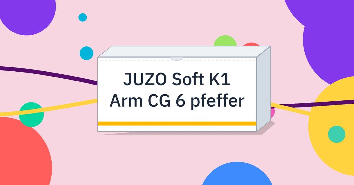 Symbolbild: Packung mit der Aufschrift JUZO Soft K1 Arm CG 6 pfeffer (PZN 15508187) – Verfügbarkeit und Bezug in Apotheken in Frankfurt am Main