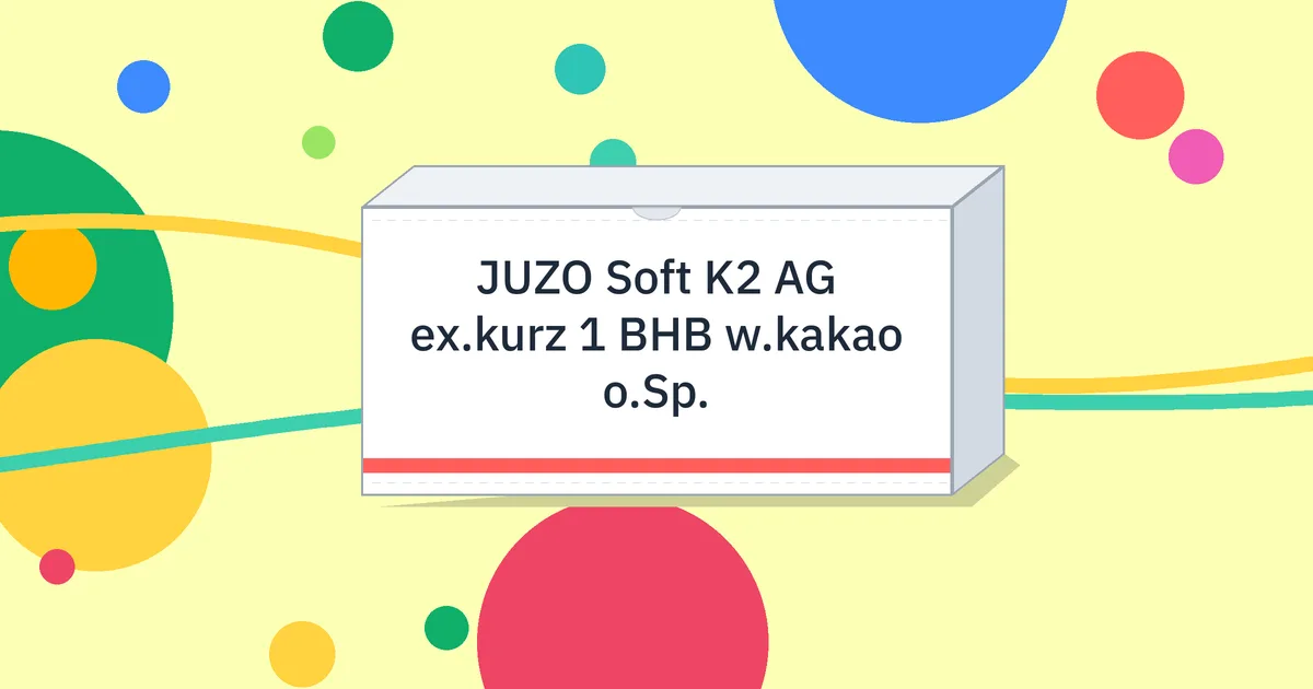 Symbolbild: Packung mit der Aufschrift JUZO Soft K2 AG ex.kurz 1 BHB w.kakao o.Sp. (PZN 14844345) – Verfügbarkeit und Bezug in Apotheken in Frankfurt am Main