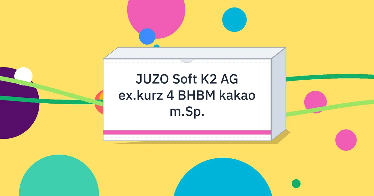 Symbolbild: Packung mit der Aufschrift JUZO Soft K2 AG ex.kurz 4 BHBM kakao m.Sp. (PZN 14860611) – Verfügbarkeit und Bezug in Apotheken in Frankfurt am Main