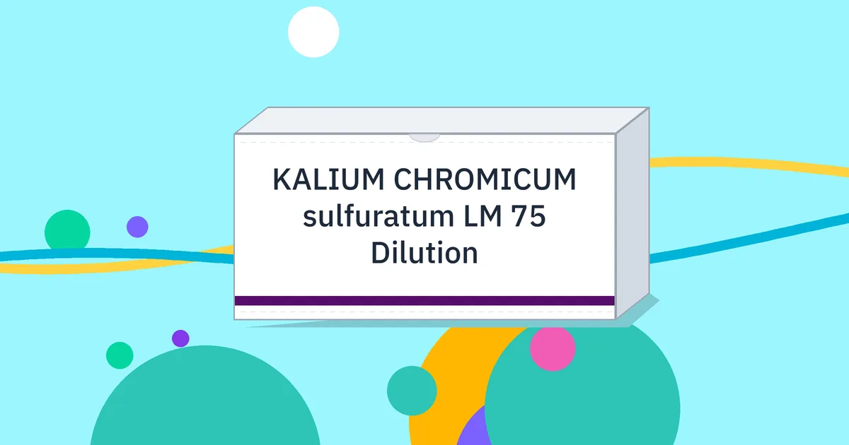Symbolbild: Packung mit der Aufschrift KALIUM CHROMICUM sulfuratum LM 75 Dilution (PZN 12919955) – Verfügbarkeit und Bezug in Apotheken in Frankfurt am Main