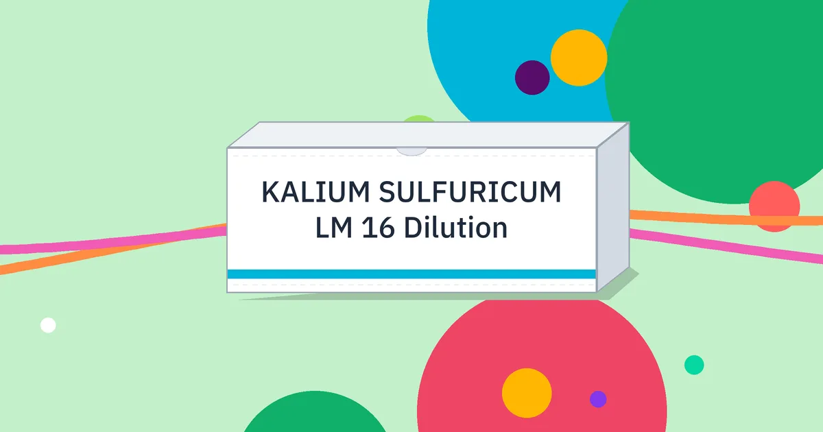 Symbolbild: Packung mit der Aufschrift KALIUM SULFURICUM LM 16 Dilution (PZN 12926352) – Verfügbarkeit und Bezug in Apotheken in Frankfurt am Main