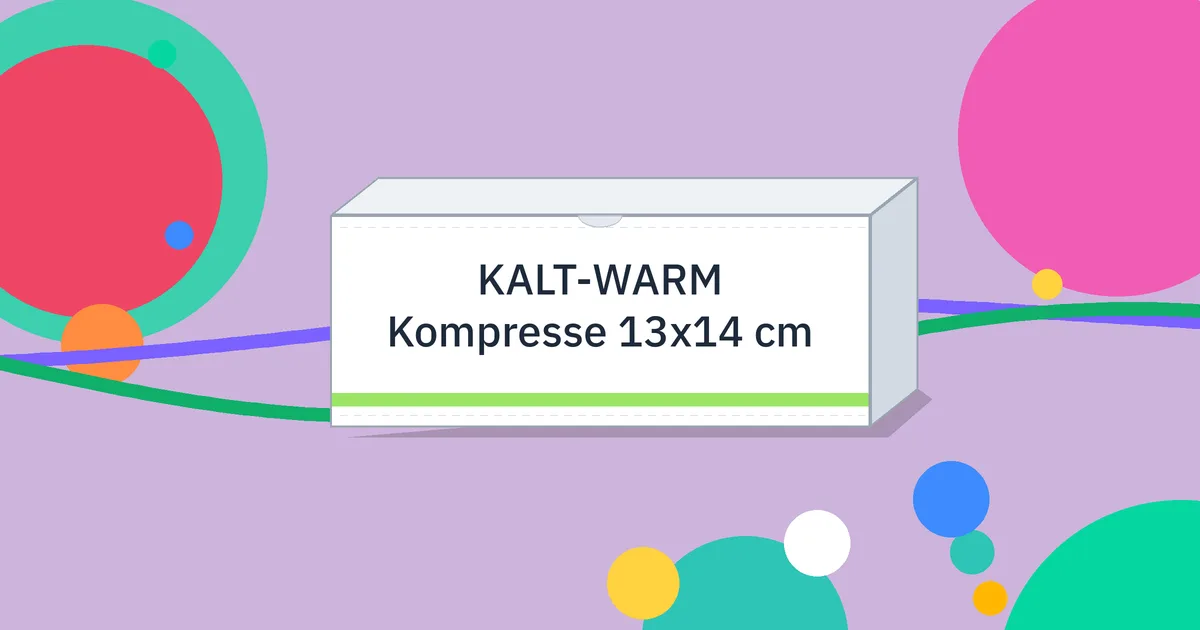 Symbolbild: Packung mit der Aufschrift KALT-WARM Kompresse 13x14 cm (PZN 10076814) – Verfügbarkeit und Bezug in Apotheken in Frankfurt am Main
