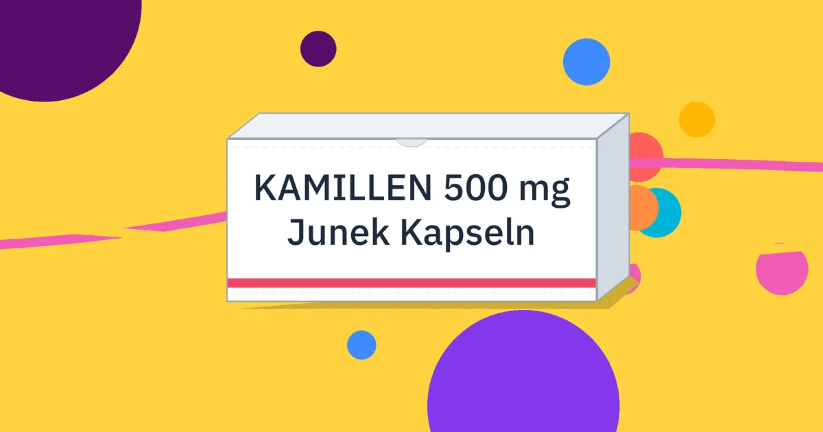 Symbolbild: Packung mit der Aufschrift KAMILLEN 500 mg Junek Kapseln (PZN 03547555) – Verfügbarkeit und Bezug in Apotheken in Frankfurt am Main