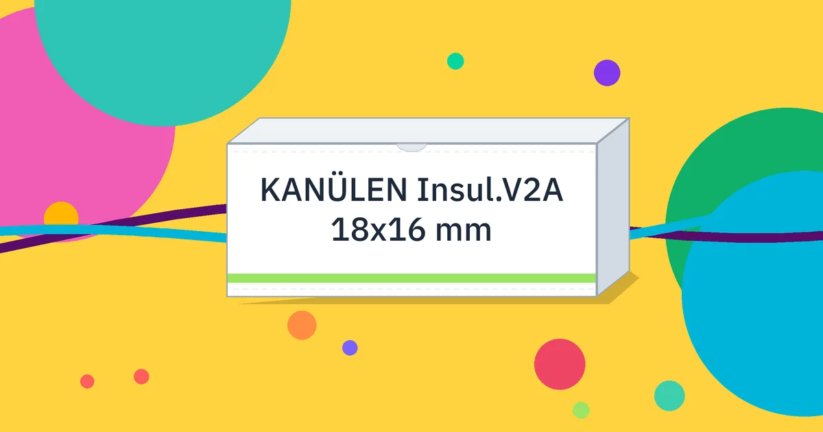 Symbolbild: Packung mit der Aufschrift KANÜLEN Insul.V2A 18x16 mm (PZN 01728755) – Verfügbarkeit und Bezug in Apotheken in Frankfurt am Main